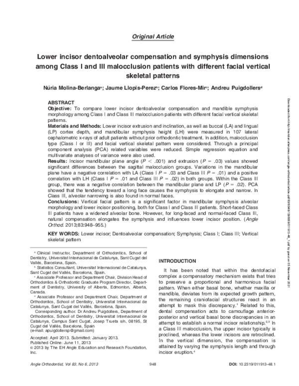 (PDF) Lower incisor dentoalveolar compensation and symphysis dimensions ...
