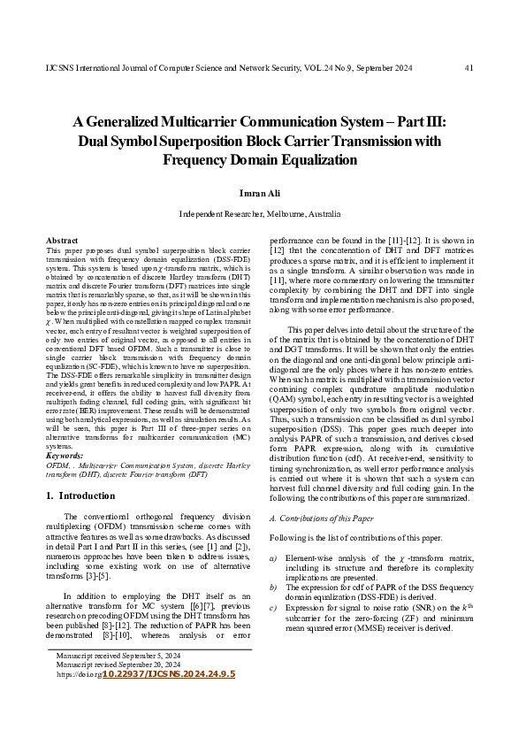 (PDF) A Generalized Multicarrier Communication System -Part III: Dual Symbol Superposition Block ...