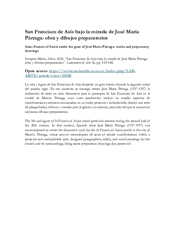 (PDF) San Francisco de Asís bajo la mirada de José María Párraga: obra ...
