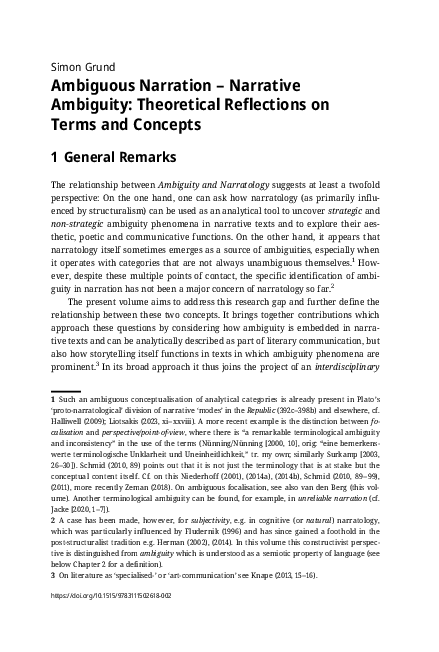 (PDF) Ambiguous Narration – Narrative Ambiguity: Theoretical ...