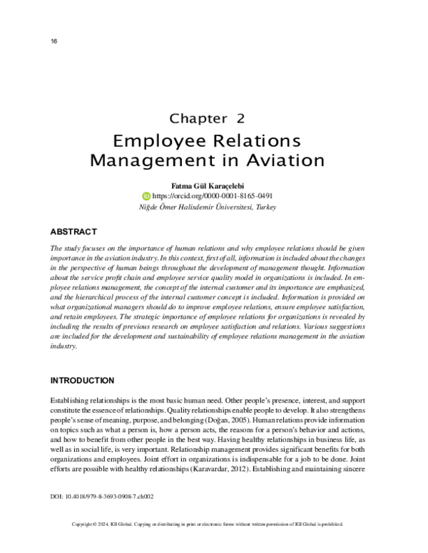 (PDF) Employee Relations Management in Aviation