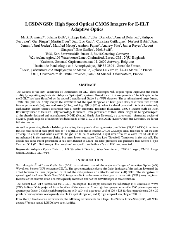 (PDF) LGSD/NGSD: high speed visible CMOS imagers for E-ELT adaptive optics