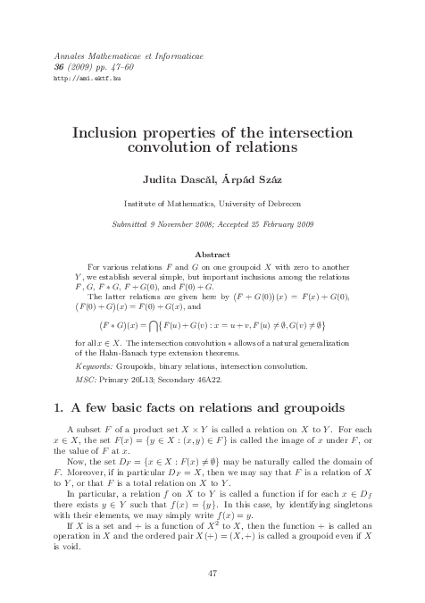 (PDF) Inclusion properties of the intersection convolution of relations