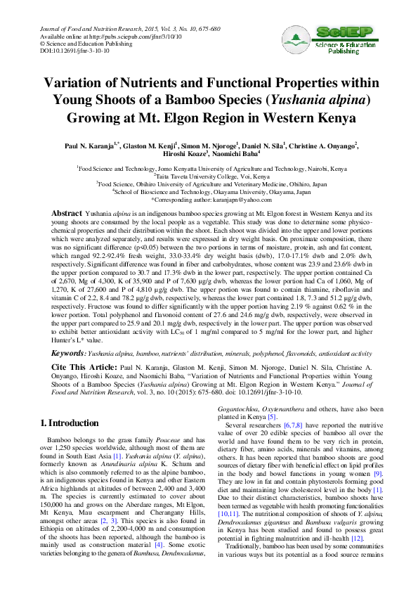 (PDF) Variation of Nutrients and Functional Properties within Young ...