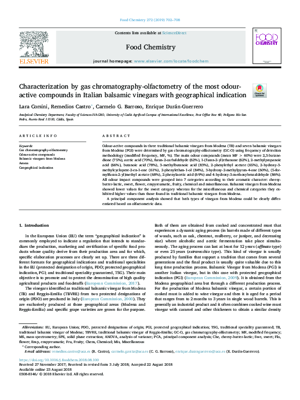 (PDF) Characterization by gas chromatography–olfactometry of the most ...