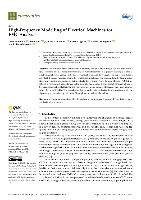 (PDF) High-Frequency Modelling of Electrical Machines for EMC Analysis