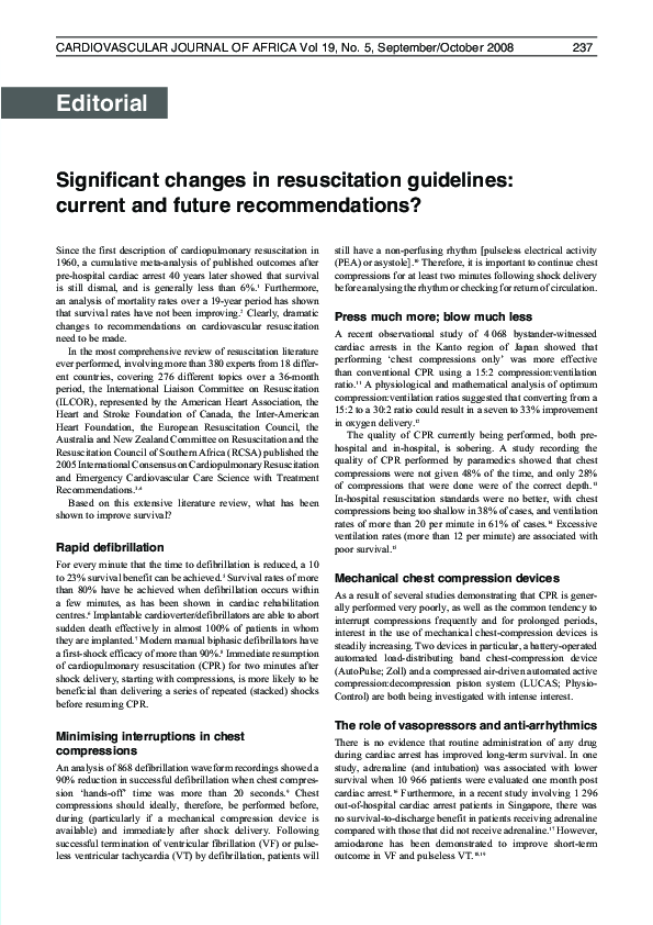 (PDF) Significant changes in resuscitation guidelines: current and ...