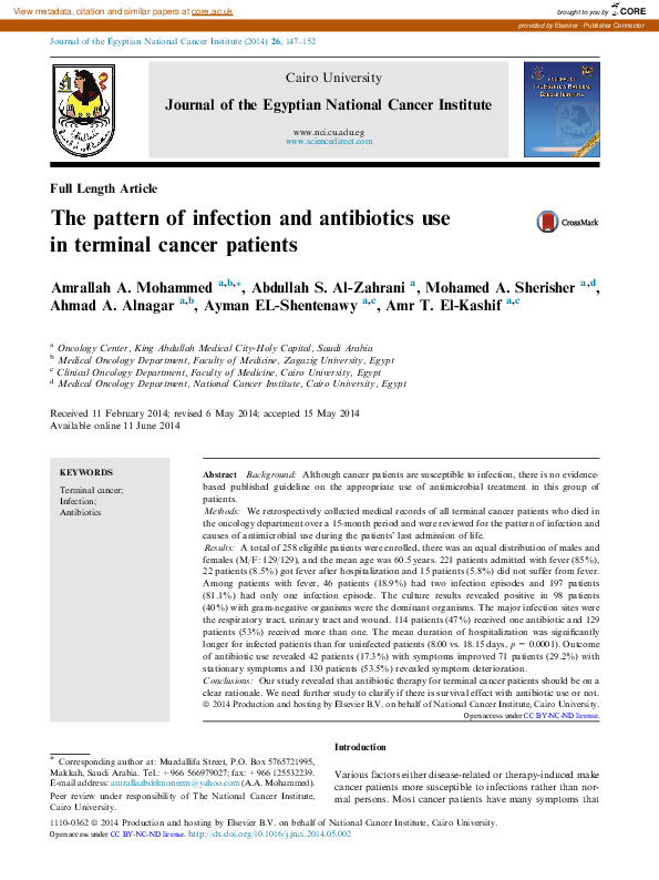 (PDF) The pattern of infection and antibiotics use in terminal cancer ...