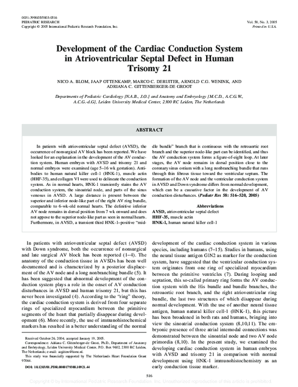 (PDF) Development of the Cardiac Conduction System in Atrioventricular ...