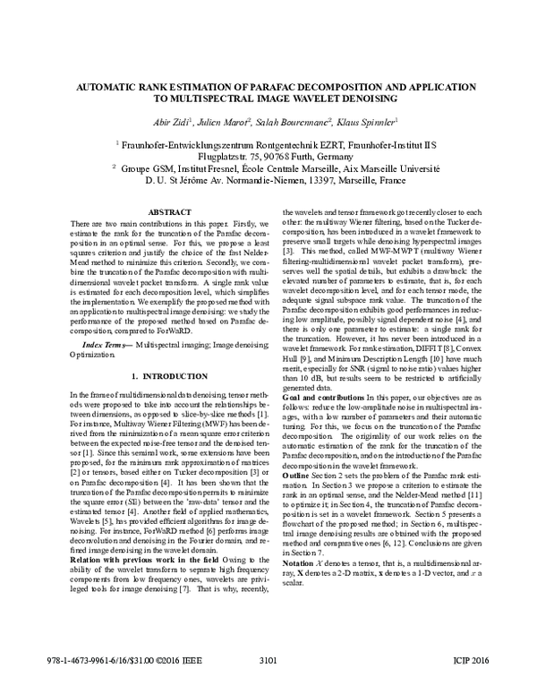 (PDF) Automatic rank estimation of Parafac decomposition and application to multispectral image ...