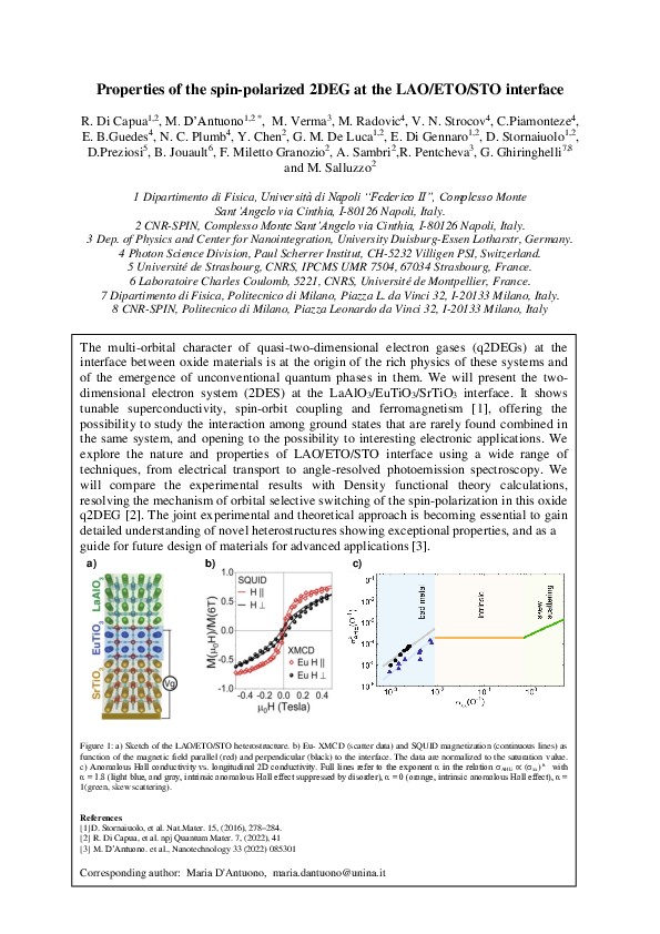 (PDF) Properties of the spin-polarized 2DEG at the LAO/ETO/STO interface