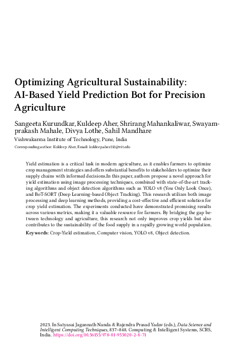 (PDF) Optimizing Agricultural Sustainability: AI-Based Yield Prediction ...