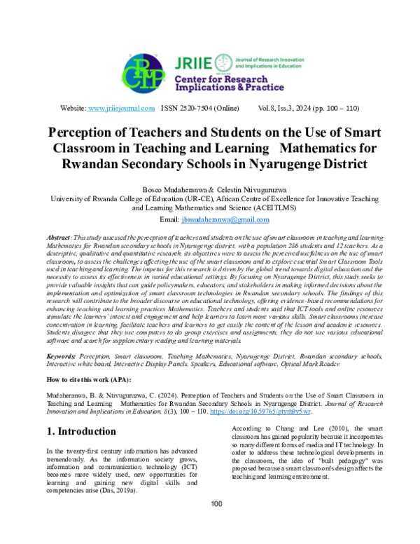 (PDF) Perception of Teachers and Students on the Use of Smart Classroom ...