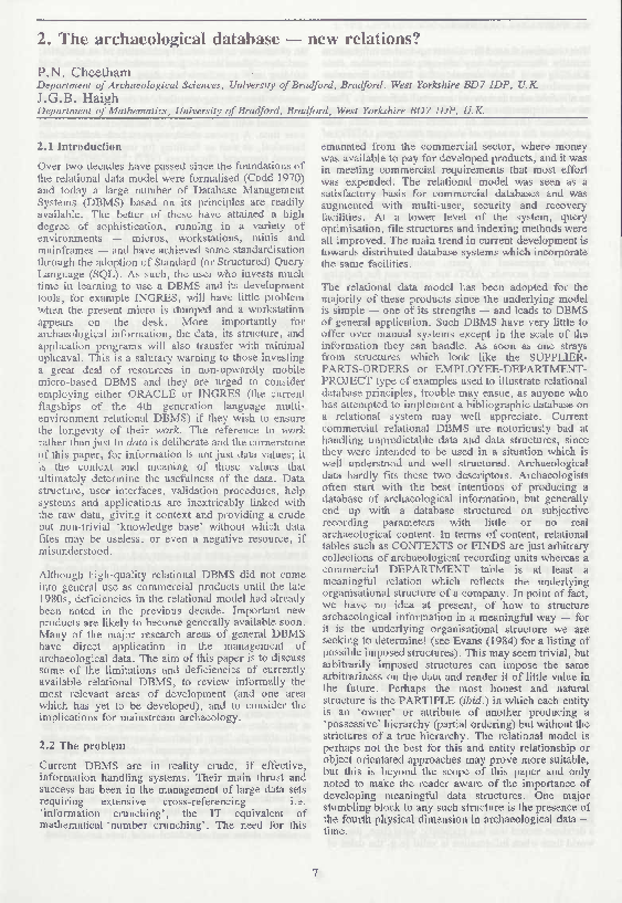 (PDF) The Archaeological Database — New Relations?