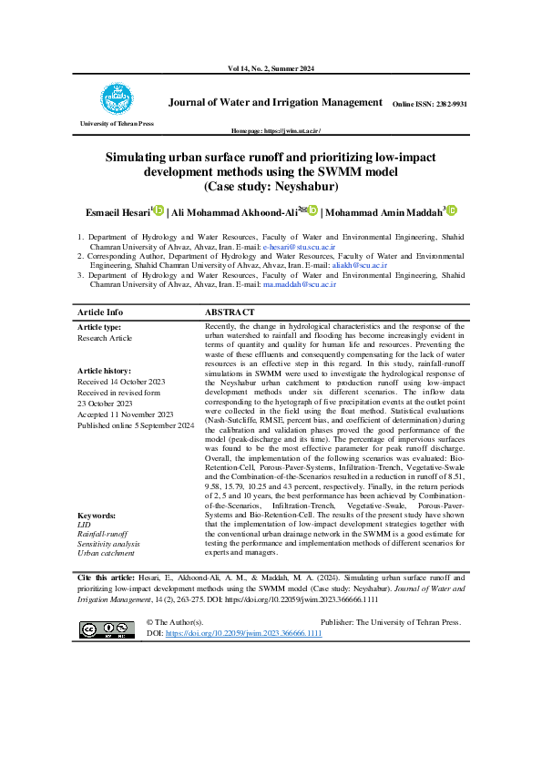 (PDF) Simulating urban surface runoff and prioritizing low-impact development methods using the ...
