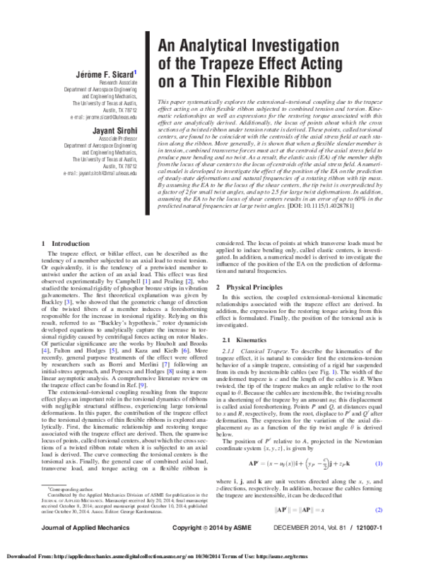 (PDF) An Analytical Investigation of the Trapeze Effect Acting on a ...