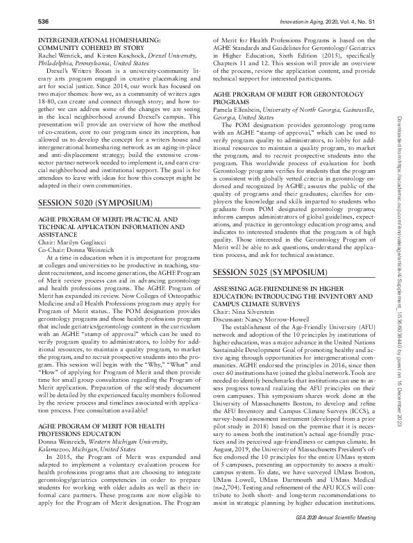 (PDF) AGHE Program of Merit for Gerontology Programs