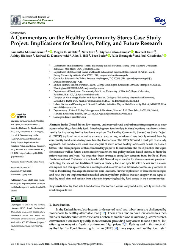 (PDF) A Commentary on the Healthy Community Stores Case Study Project ...