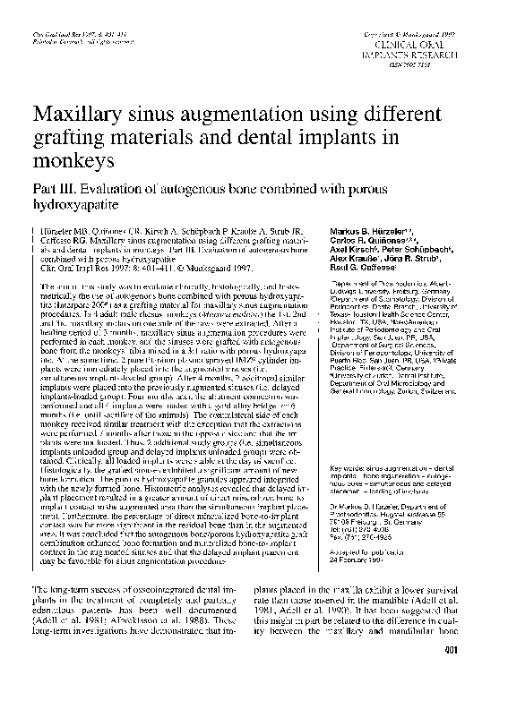 (PDF) Maxillary sinus augmentation using different grafting materials and dental implants in ...
