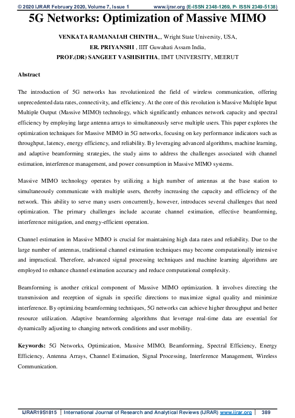 (PDF) 5G Networks: Optimization of Massive MIMO