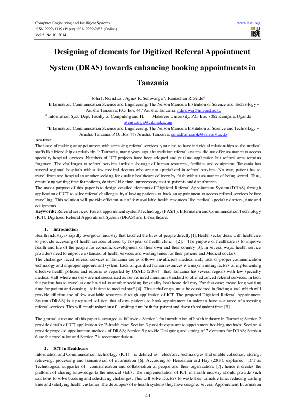 (PDF) Enhancing Referral Services in Tanzania via DRAS