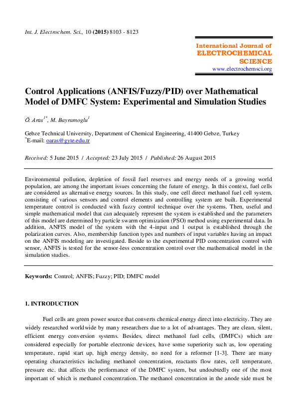 (PDF) Control Applications (ANFIS/Fuzzy/PID) over Mathematical Model of DMFC System ...
