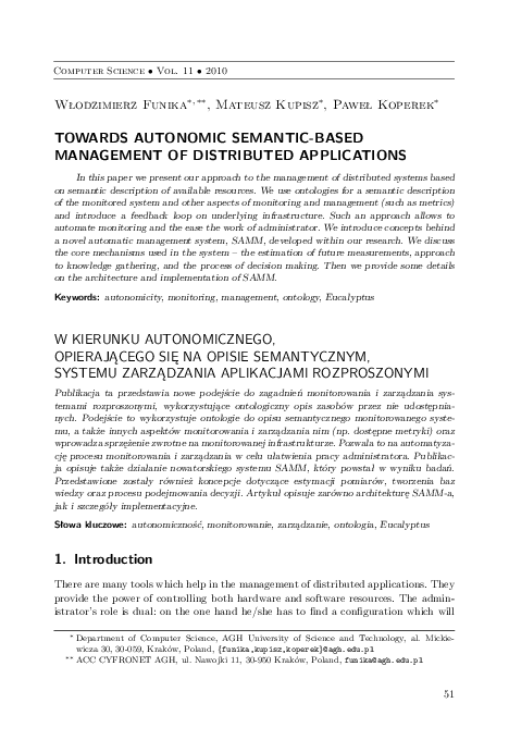 (PDF) Towards Autonomic Semantic-Based Management Of Distributed Applications | Wlodzimierz ...