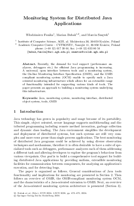 (PDF) Monitoring System for Distributed Java Applications