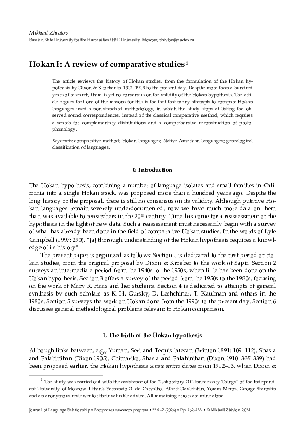 (PDF) Hokan I: A review of comparative studies