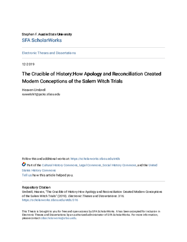 (PDF) The Crucible of History:How Apology and Reconciliation Created ...