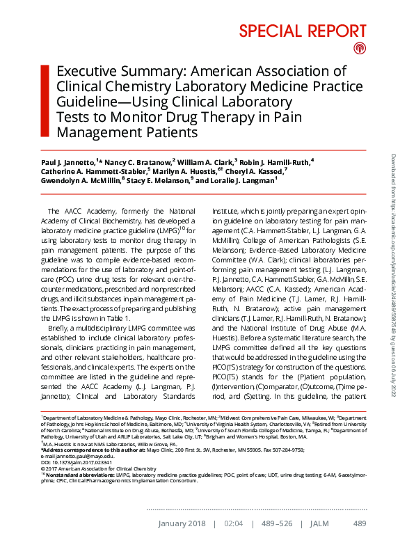 (PDF) Executive Summary: American Association of Clinical Chemistry ...