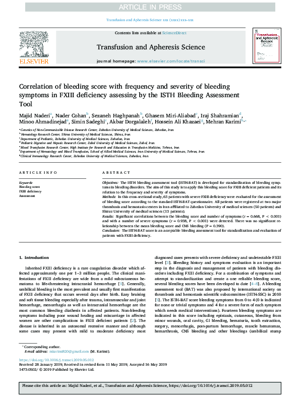 (PDF) Correlation of bleeding score with frequency and severity of ...