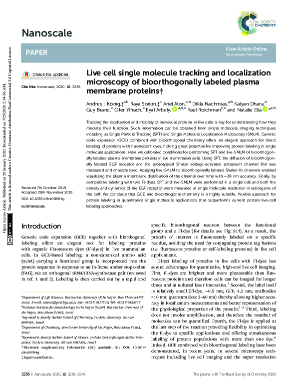 (PDF) Live cell single molecule tracking and localization microscopy of bioorthogonally labeled ...