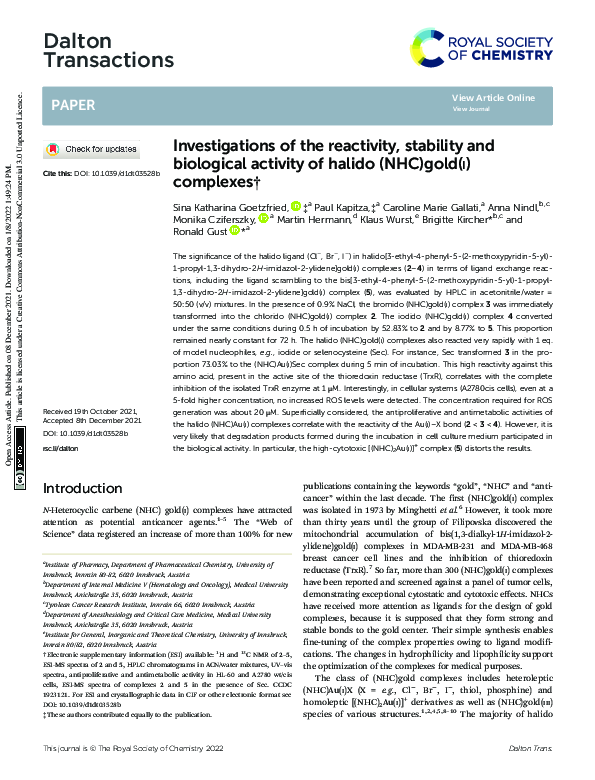 (PDF) Investigations of the reactivity, stability and biological ...