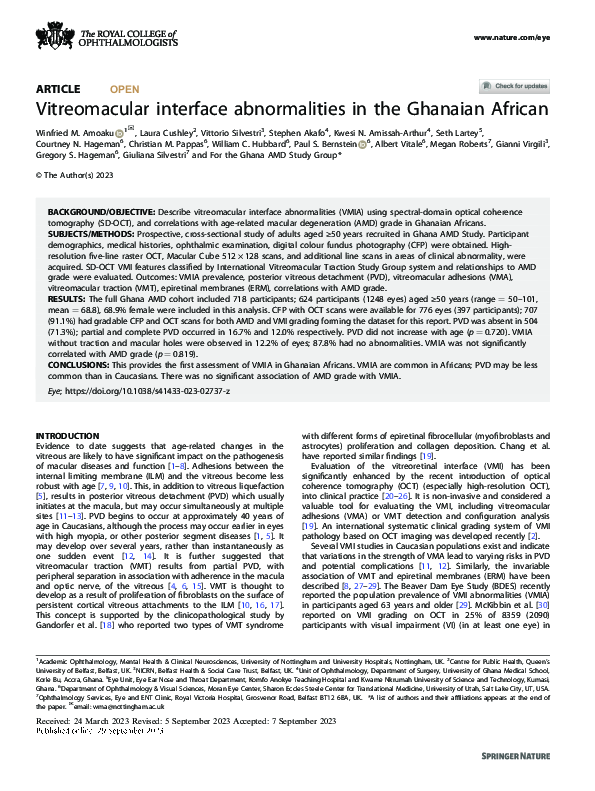 (PDF) Vitreomacular interface abnormalities in the Ghanaian African ...