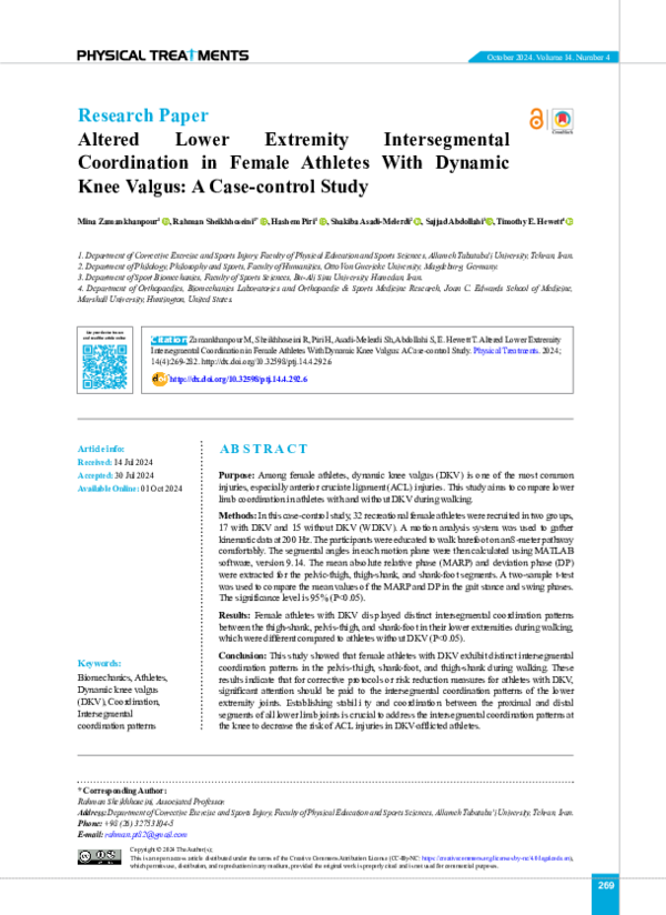 (PDF) Altered Lower Extremity Intersegmental Coordination in Female ...