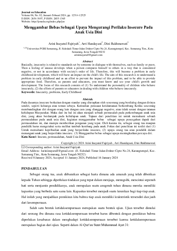 (PDF) Menggambar Bebas Sebagai Upaya Mengurangi Perilaku Insecure Pada ...
