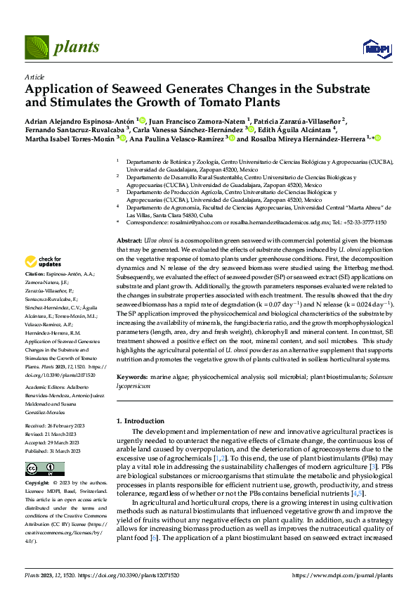 (PDF) Application of Seaweed Generates Changes in the Substrate and ...