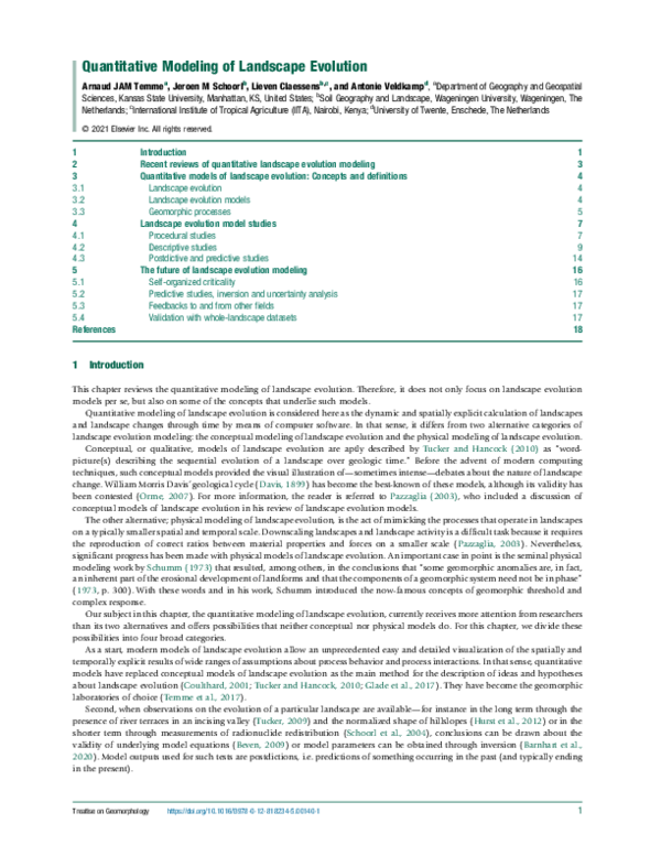 (PDF) Quantitative Modeling of Landscape Evolution