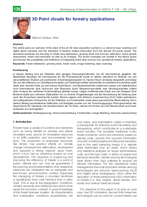 (PDF) 3D Point clouds for forestry applications