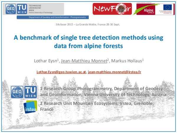 (PDF) A benchmark of single tree detection methods using data from alpine forests