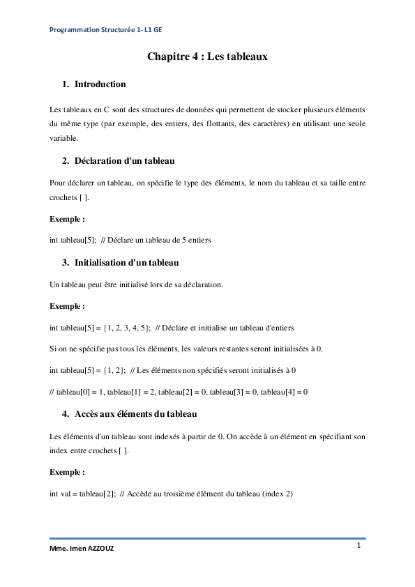 (PDF) Programmation Structurée 1-L1 GE | azzouz imen - Academia.edu