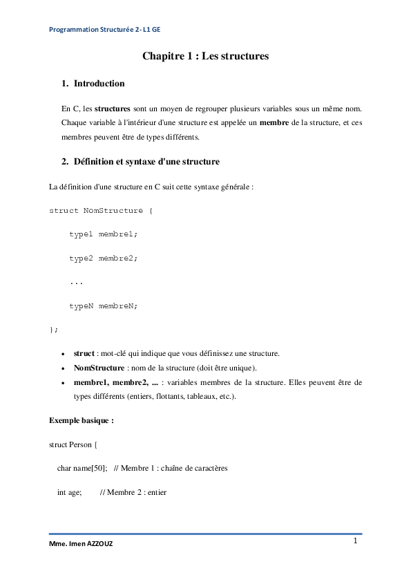 (PDF) Programmation Structurée 2-L1 GE