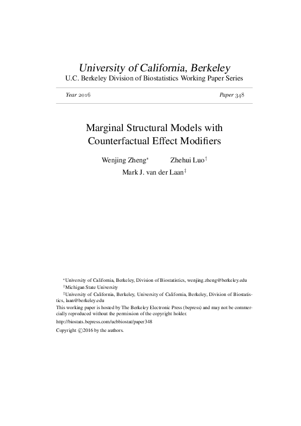 Pdf Marginal Structural Models With