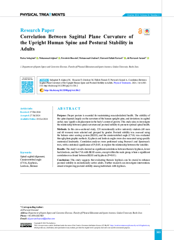 (PDF) Correlation Between Sagittal Plane Curvature of the Upright Human Spine and Postural ...