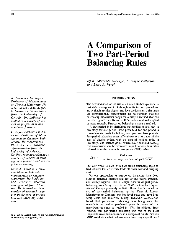 (PDF) A Comparison of Two Part‐Period Balancing Rules