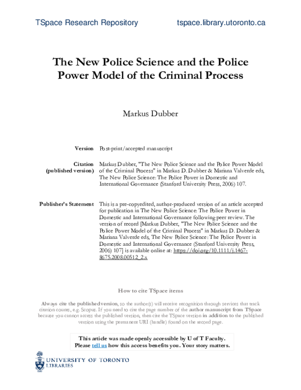 (PDF) The New Police Science and the Police Power Model of the Criminal ...