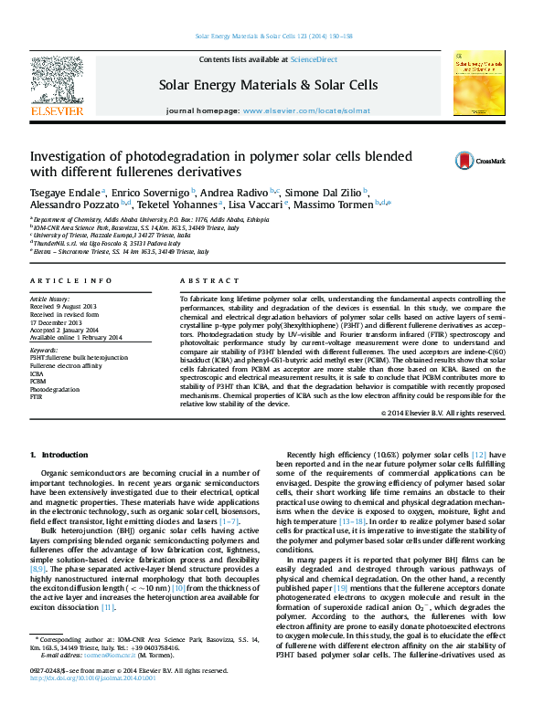(PDF) Investigation of photodegradation in polymer solar cells blended ...