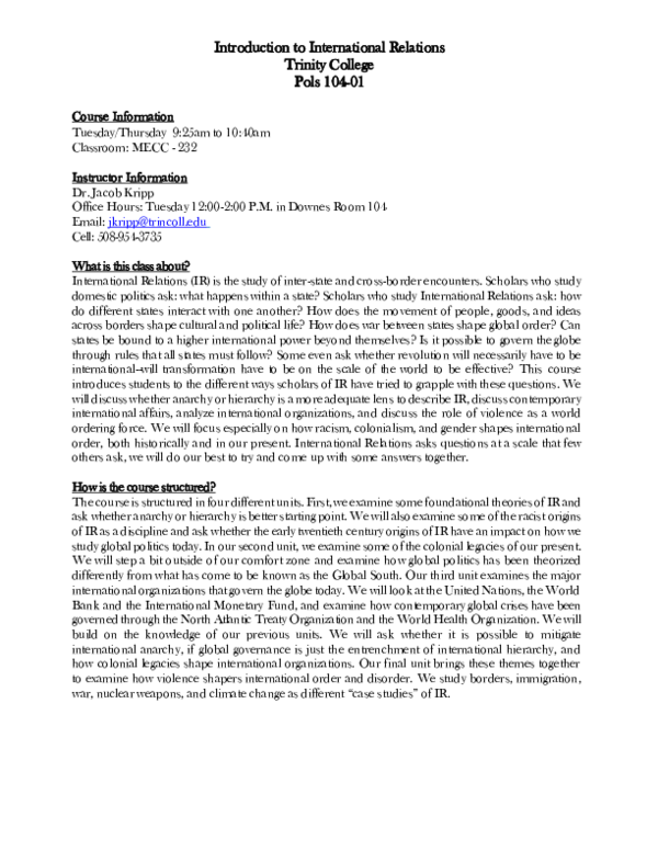 (PDF) Introduction to International Relations