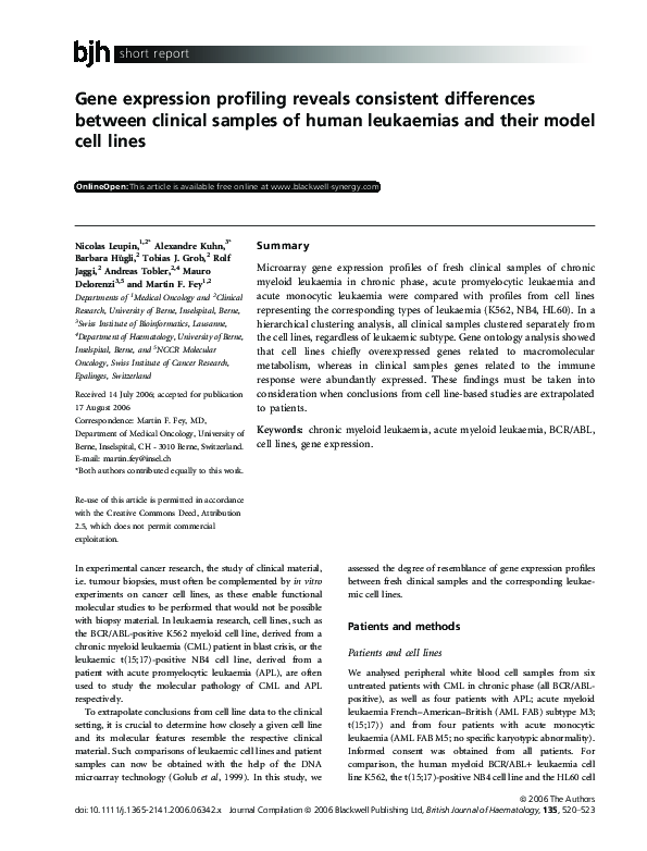 (PDF) Gene expression profiling reveals consistent differences between ...